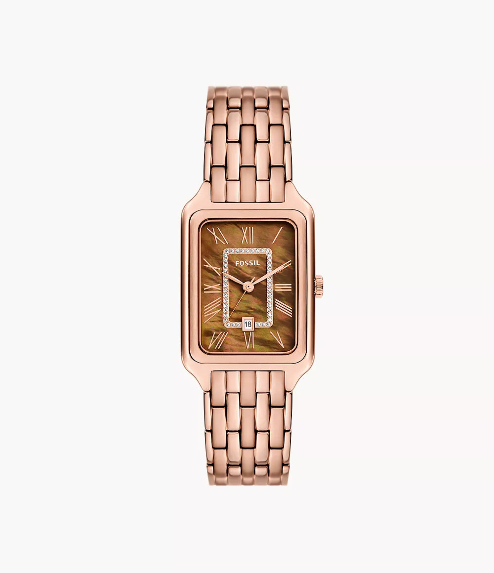 FOSSIL Raquel Three-Hand Date Rose Gold-Tone Stainless Steel – The ...